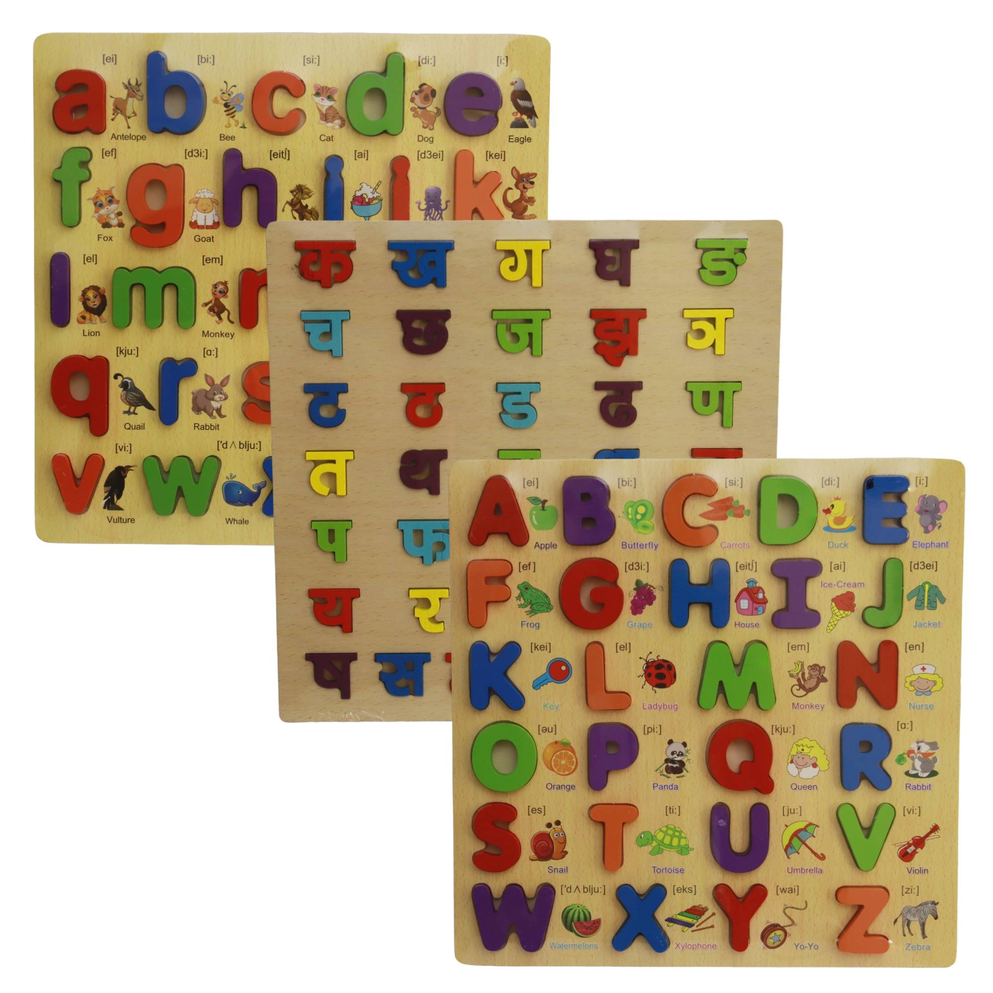 Wooden Educational Puzzle Combo Set English Capital Letter ABC, Small ...